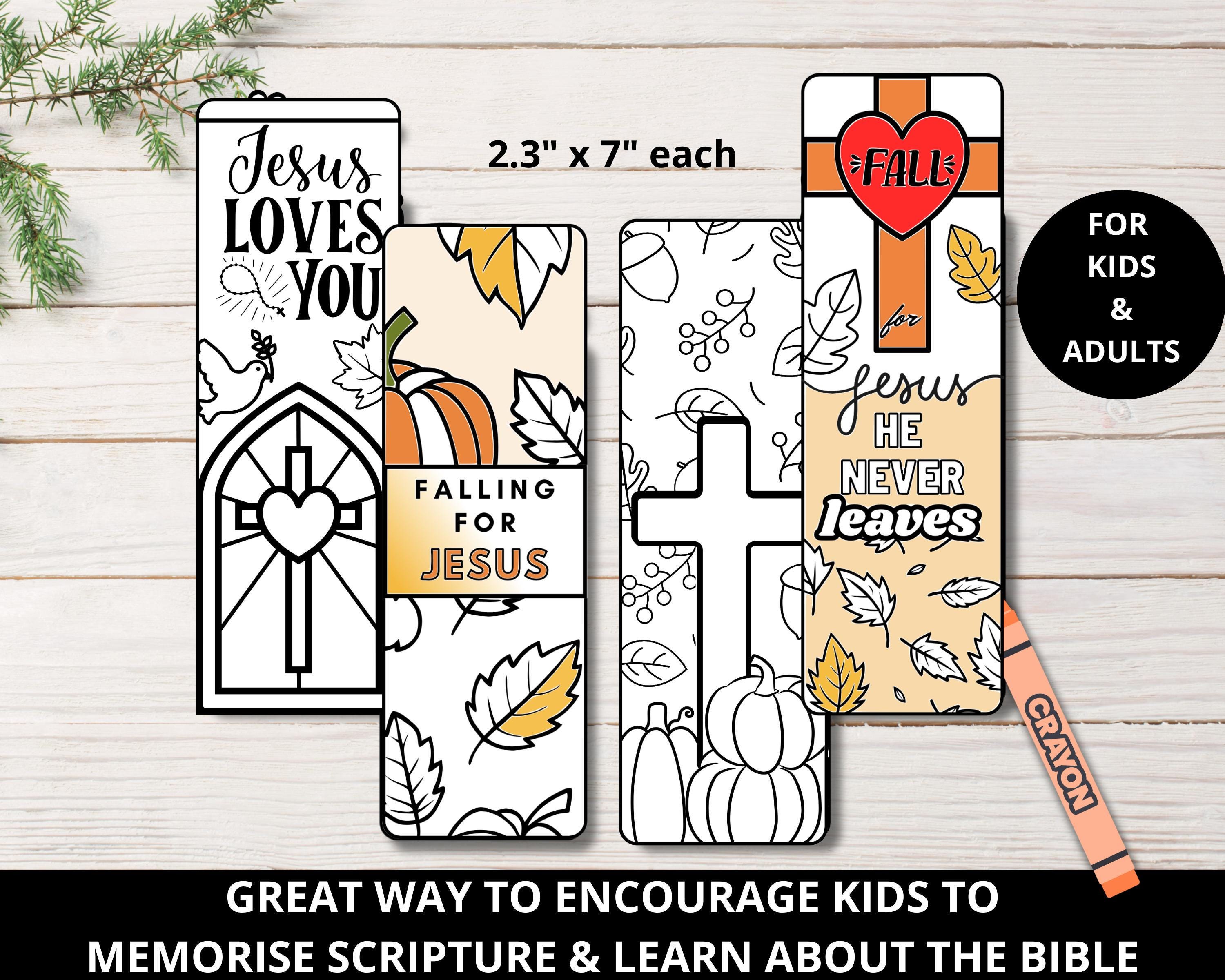 Fall for Jesus Coloring Bookmarks, Fall Bible Coloring Page, Kids ...