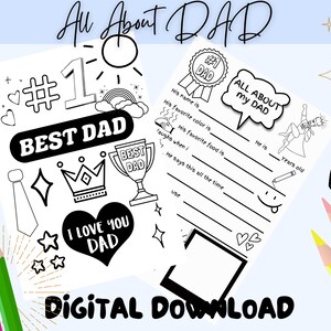 All About My Dad Printable, Fathers Day Coloring Pages, Fathers Day ...