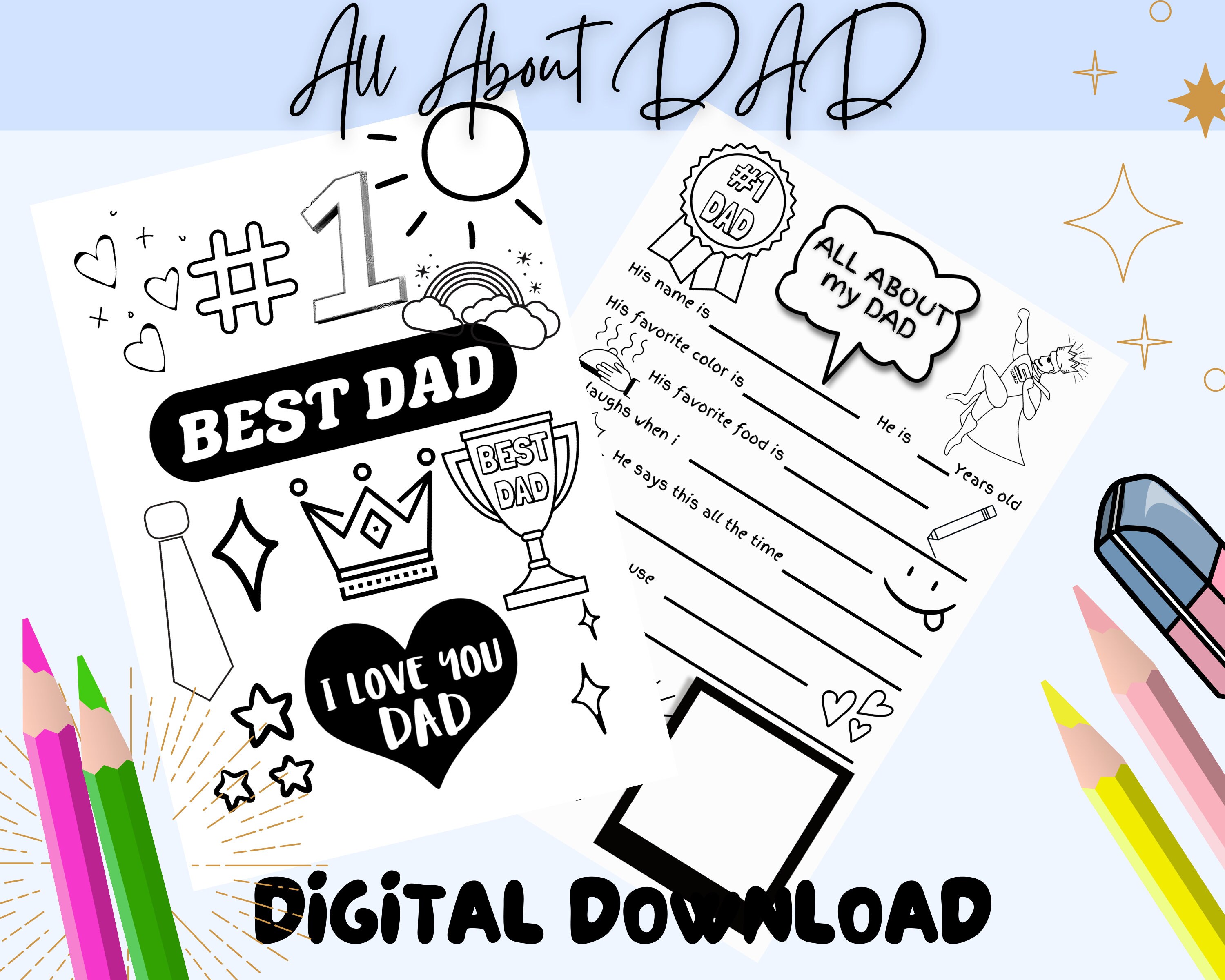 All About My Dad Printable, Fathers Day Coloring Pages, Fathers Day ...