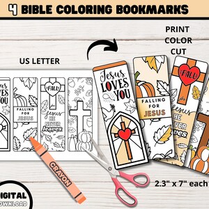 Fall for Jesus Coloring Bookmarks, Fall Bible Coloring Page, Kids ...