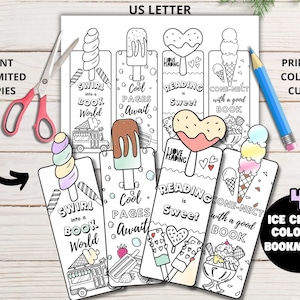 Printable Coloring Bookmarks BUNDLE, Dessert Coloring Book Marks, Kids ...