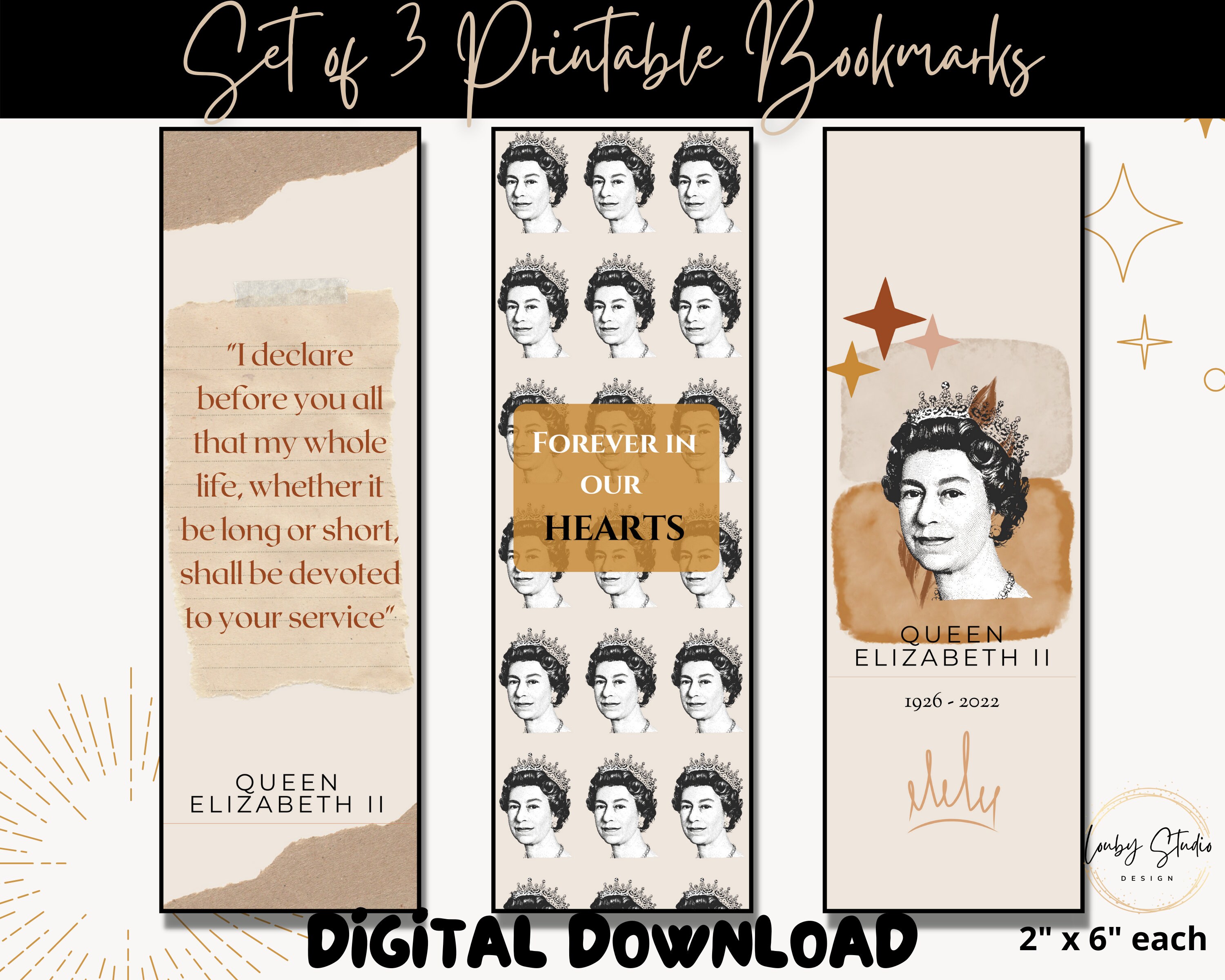 Queen Elizabeth Printable Bookmarks Vintage Book Mark Boho - Etsy