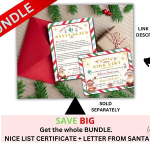 EDITABLE Santa Nice List Certificate Printable Christmas Eve Box Filler ...