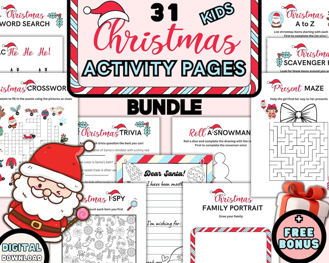 Printable Christmas Activities Kids Activity Book, Classroom Christmas ...