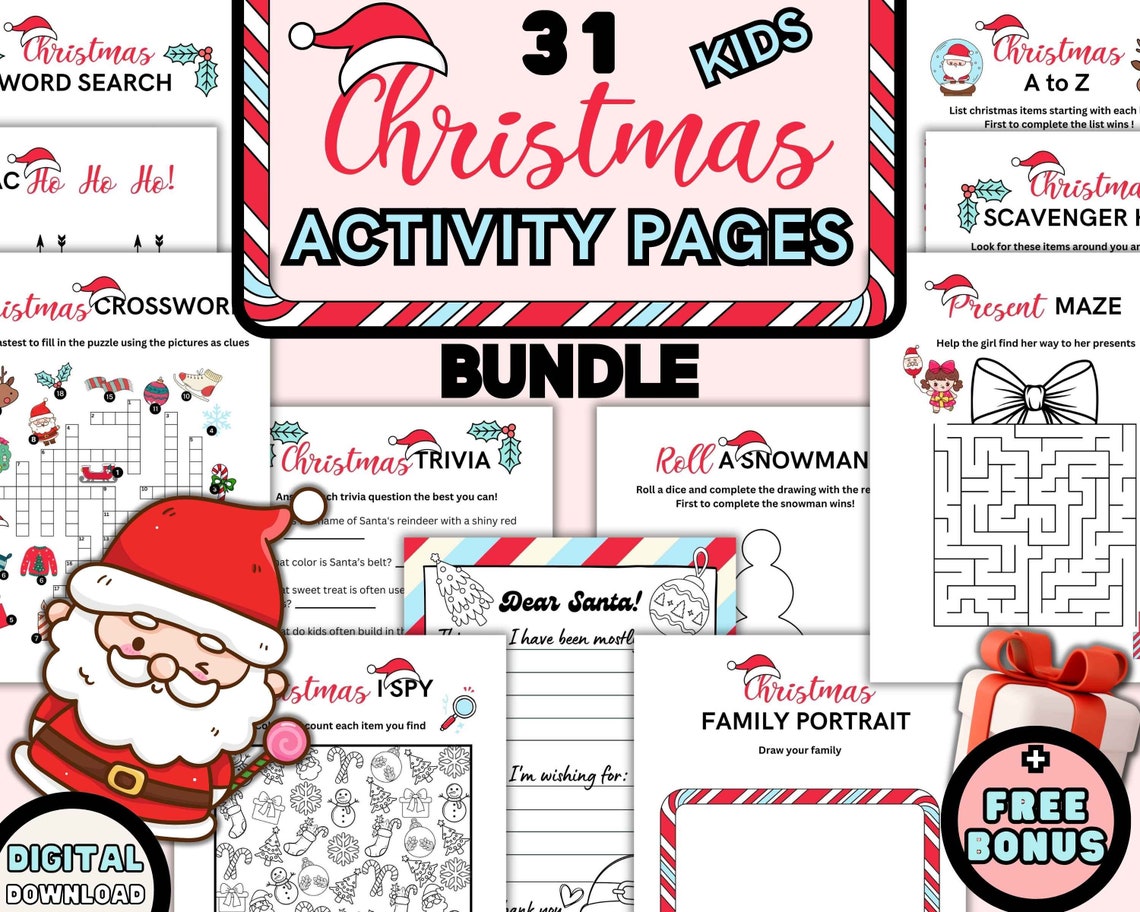 Printable Christmas Activities Kids Activity Book, Classroom Christmas ...