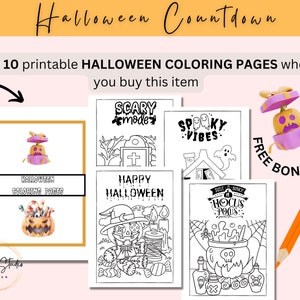 Halloween Countdown Calendar for Kids, Pink Halloween Decor, Cute ...