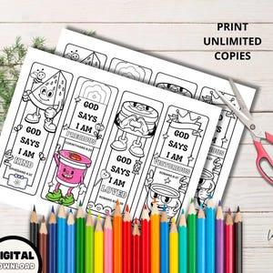 Bible Verse Affirmation Coloring Bookmarks for Kids Christian Scripture ...
