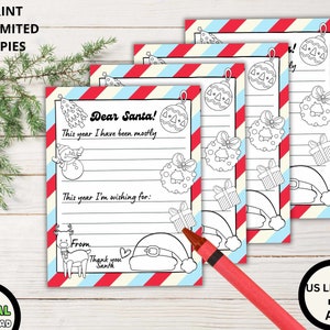 Letter to Santa Coloring Page: Printable Christmas Wish List (digital ...