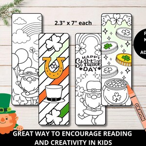 St Patricks Day Coloring Bookmarks: Shamrock Leprechaun Designs ...