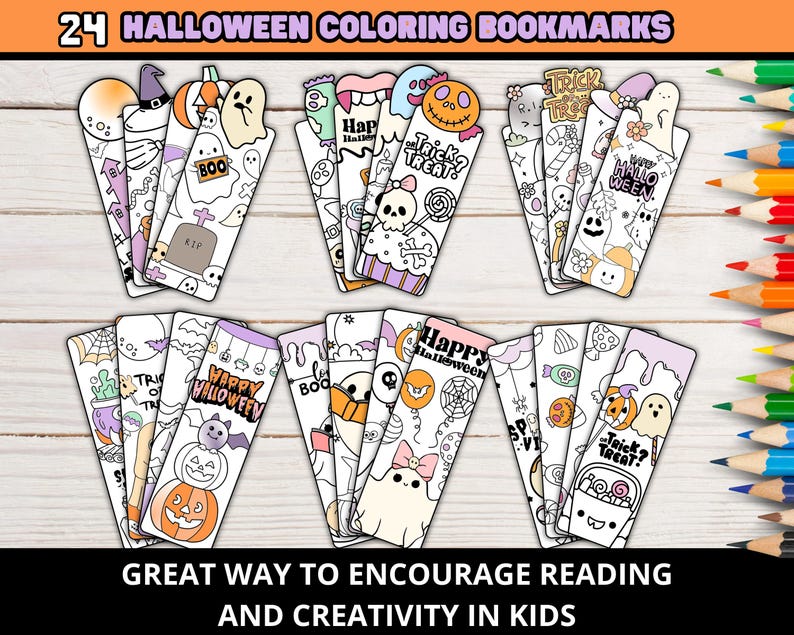 Halloween Coloring Pages Printable Halloween Candy Coloring Bookmarks ...