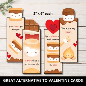 Smores Valentine Bookmarks Cards, Printable Classroom Valentine Cards ...