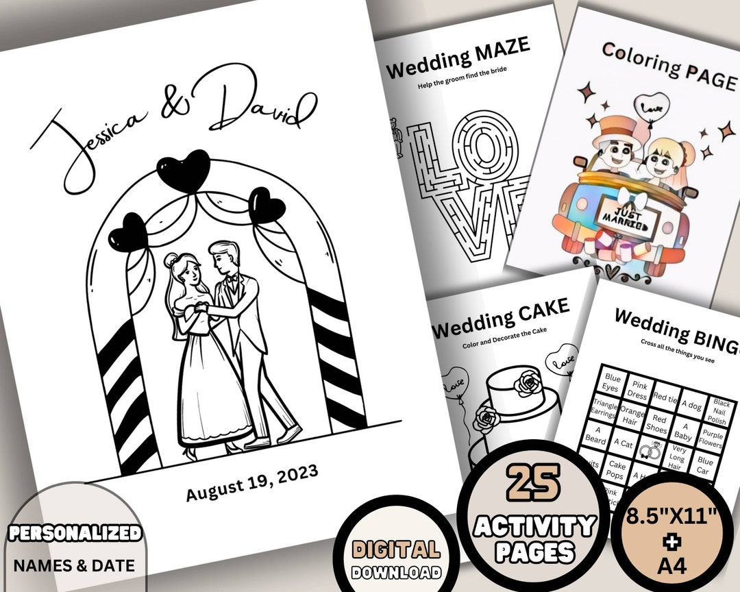 Kids Wedding Activity Book, Printable Wedding Coloring Pages, Children ...