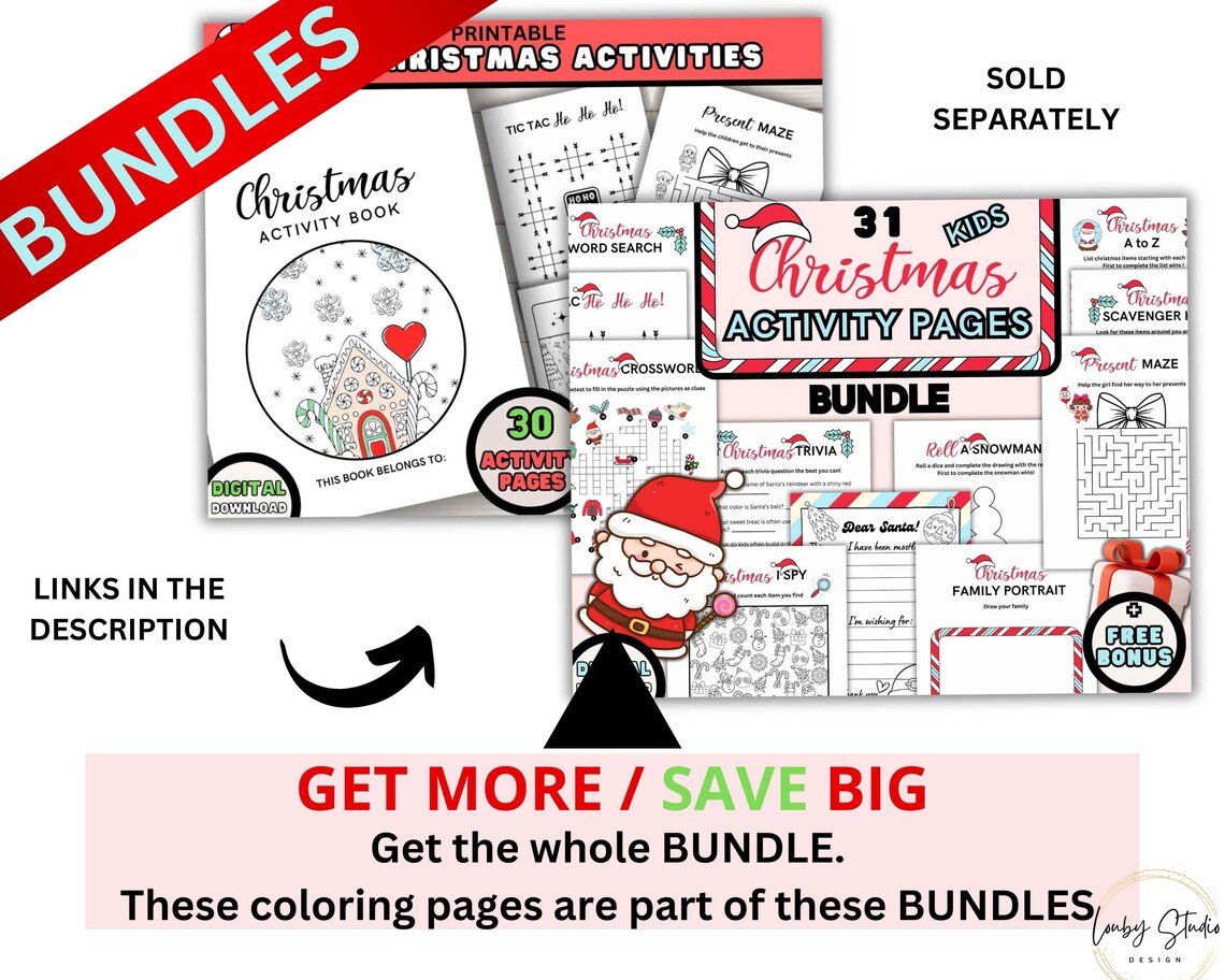 Christmas Coloring Pages: Santa, Gingerbread House - Kids Printable ...