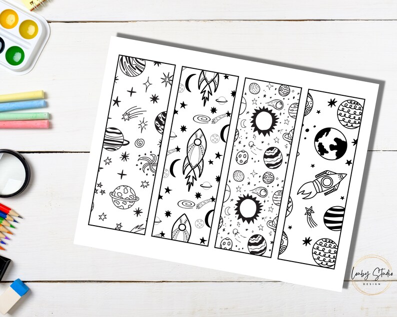 Printable Coloring Bookmarks, Printable Book Marks, Galaxy Bookmark ...