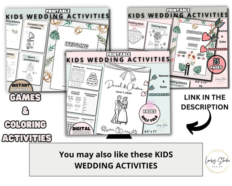 Kids Wedding Activity Book, Printable Wedding Coloring Book Pages ...
