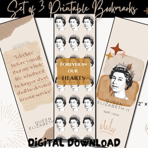 Queen Elizabeth Printable Bookmarks, Vintage Book Mark, Boho Bookmarks ...