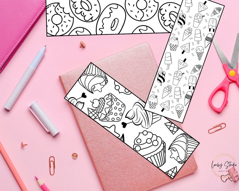 Printable Coloring Bookmarks, Digital Book Marks, Cute Printable Book ...