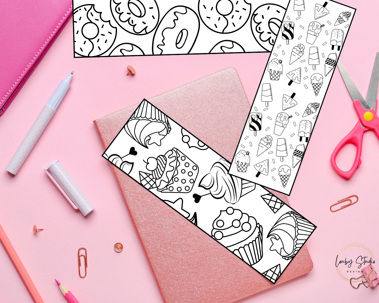Printable Coloring Bookmarks, Digital Book Marks, Cute Printable Book ...