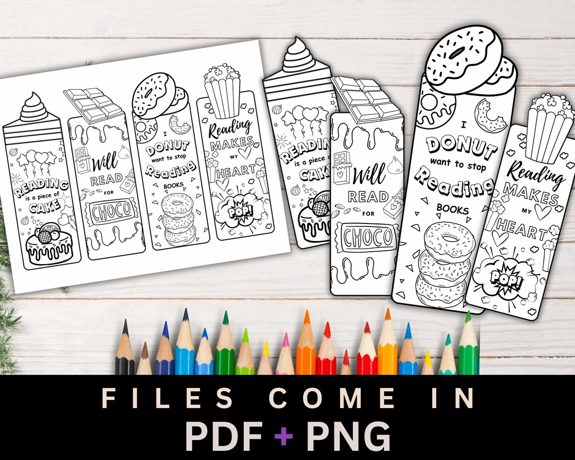 Printable Coloring Bookmarks, Sweet Dessert Coloring Book Marks, Kids ...