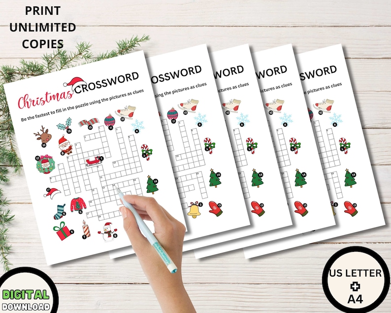 Printable Christmas Crossword Puzzle, Kids Christmas Word Games ...