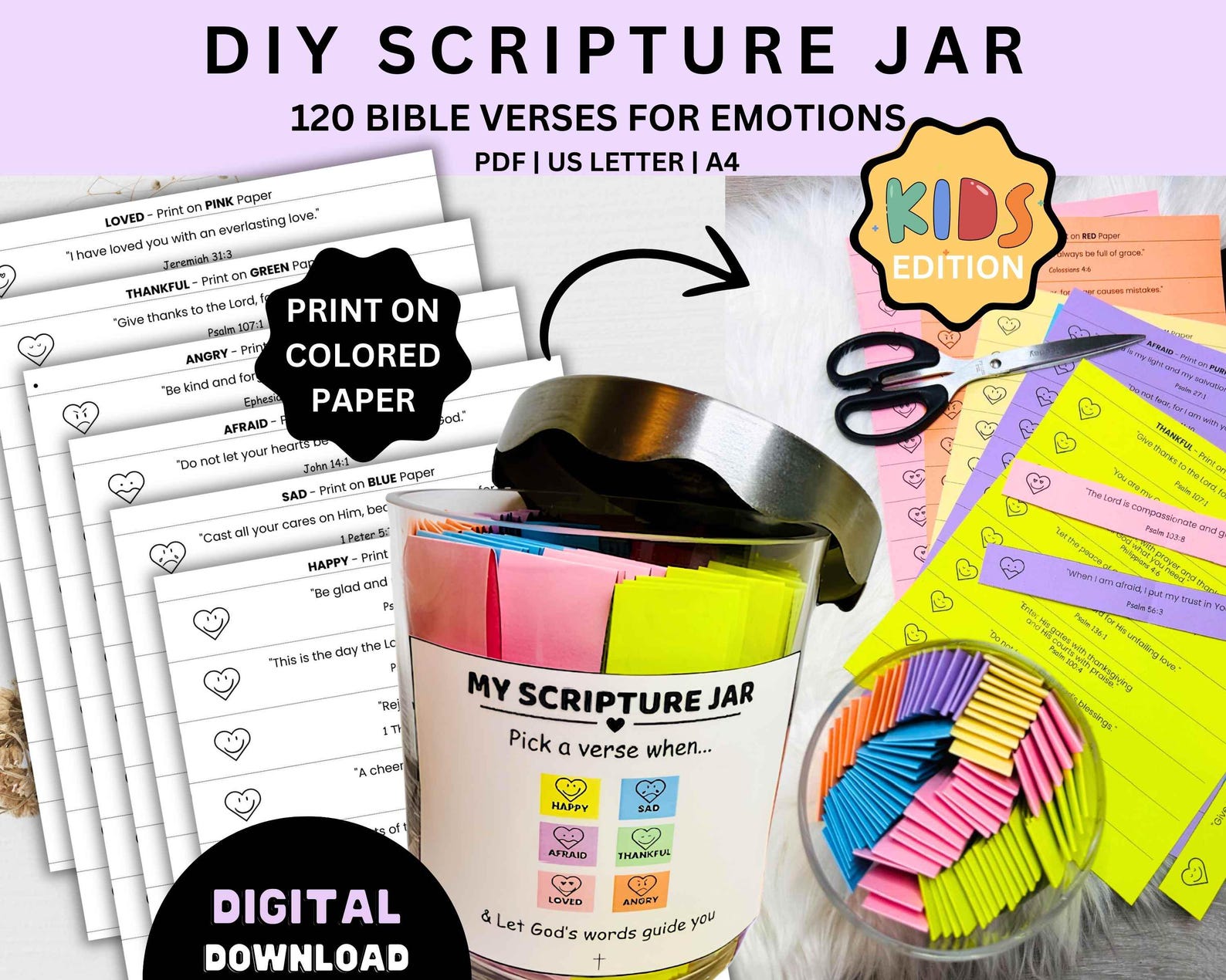 Printable Bible Verse Jar for Kids Scripture Jar, DIY Bible Verse ...