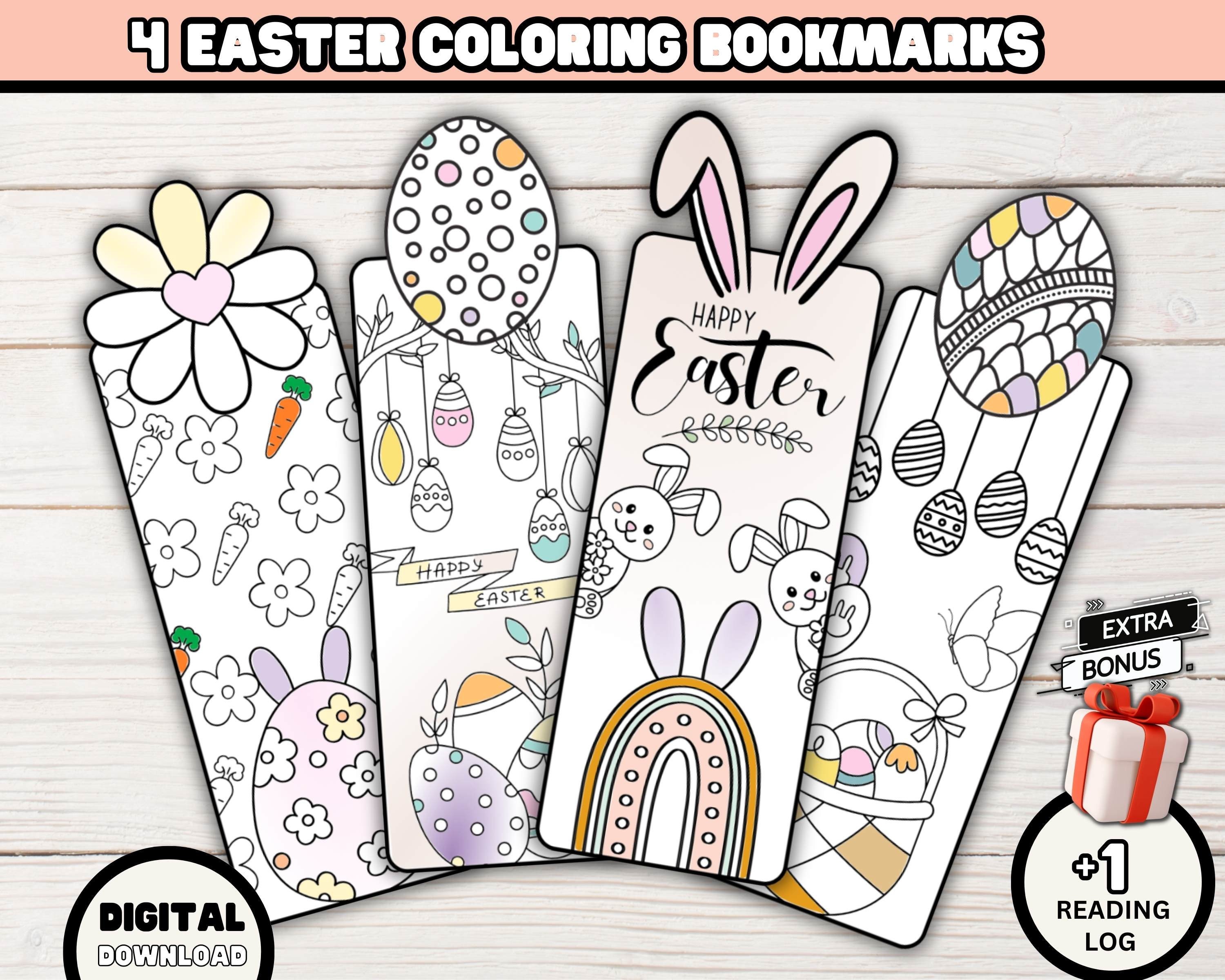 Printable Easter Coloring Bookmarks, Floral Easter Eggs Coloring Book ...