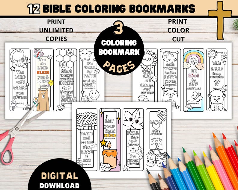 Bible Verse Coloring Bookmarks for Kids Bible Coloring Pages, Christian ...