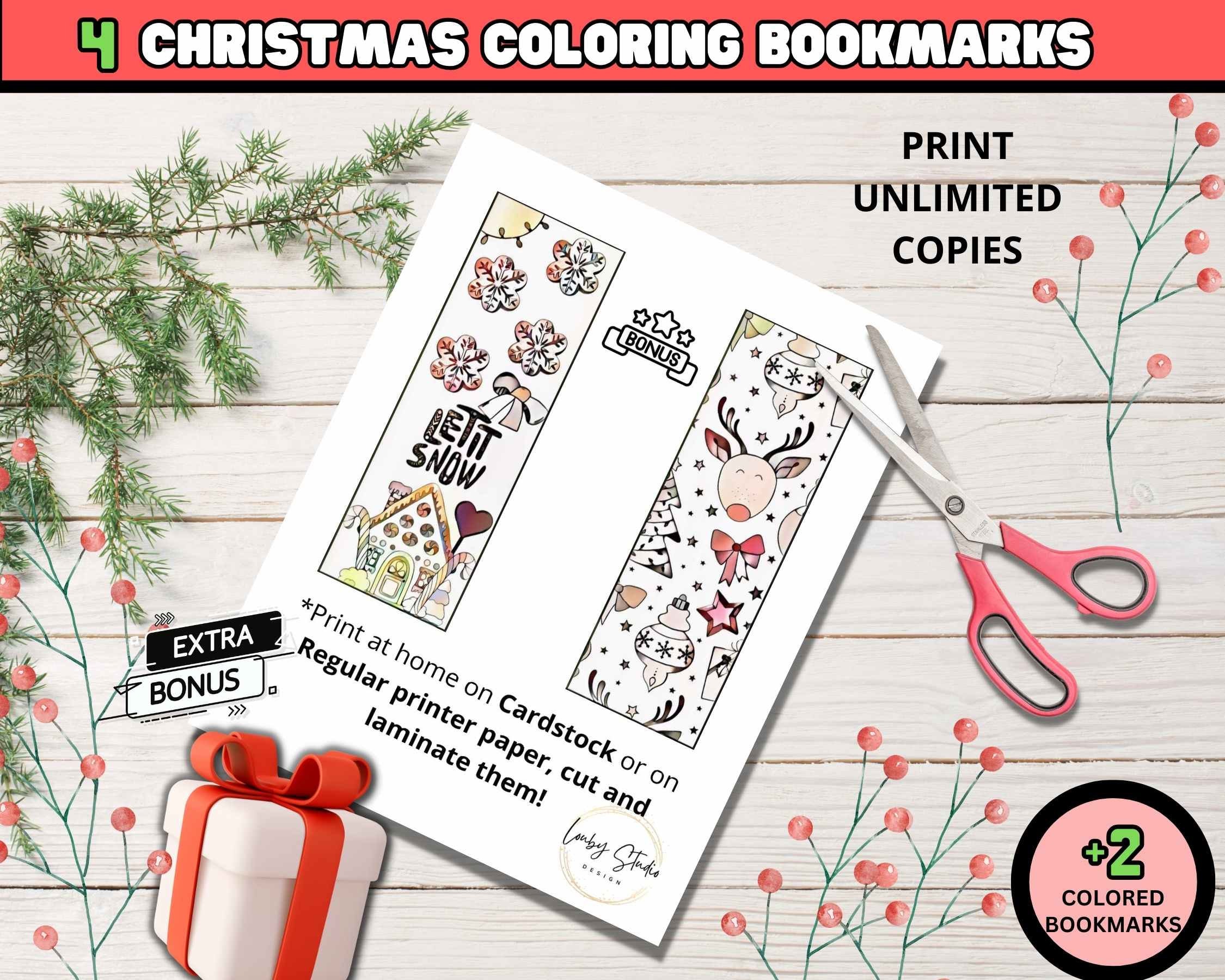 Printable Christmas Coloring Bookmarks, Kids Christmas Activity ...