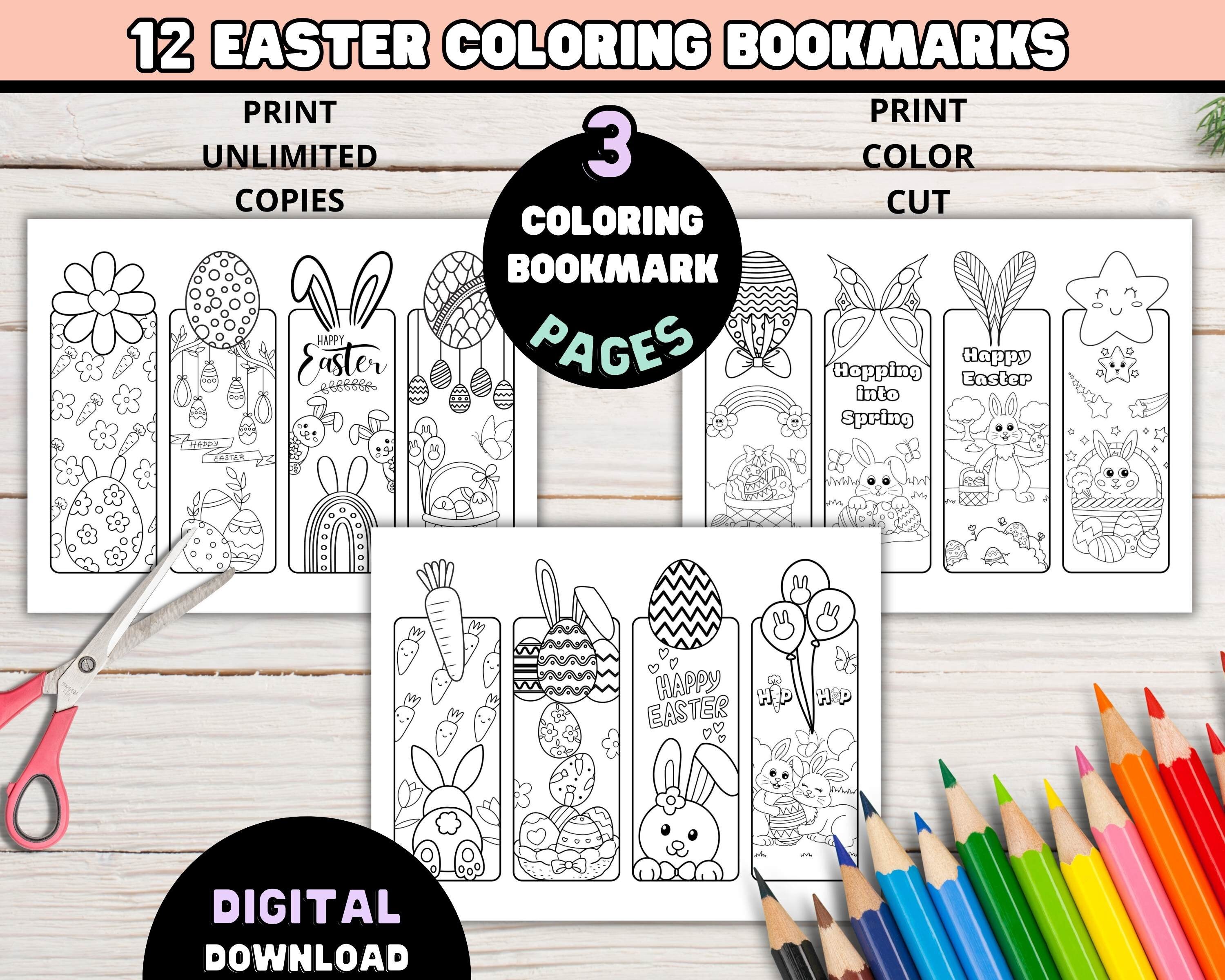 Easter Coloring Bookmarks BUNDLE, Printable Easter Eggs Coloring Pages ...