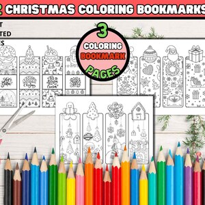 Printable Christmas Coloring Bookmarks BUNDLE, Kids Christmas Coloring ...