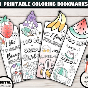 Fruits Coloring Bookmarks, Bookish Coloring Book Marks for Kids and ...