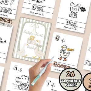 Silly Goose Baby Shower Coloring ABC Book, Alphabet Guest Book Unique ...