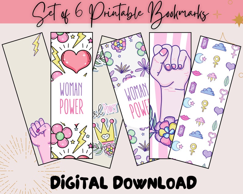 Printable Bookmarks for Women, Digital Book Mark, Printable Book Marks ...