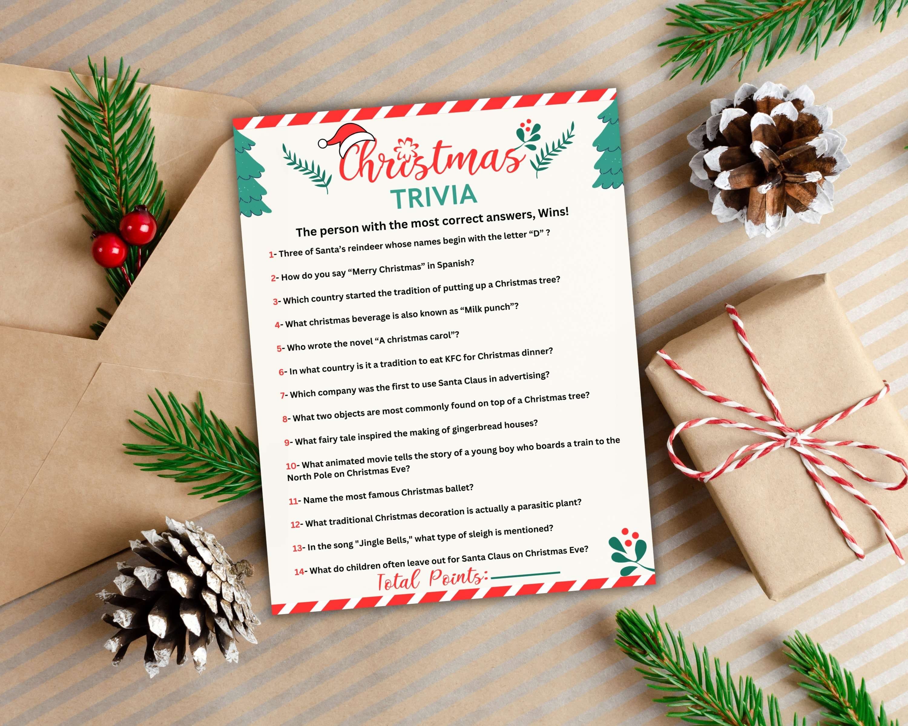 Christmas Trivia Game Printable Holiday Trivia Game for Adults ...