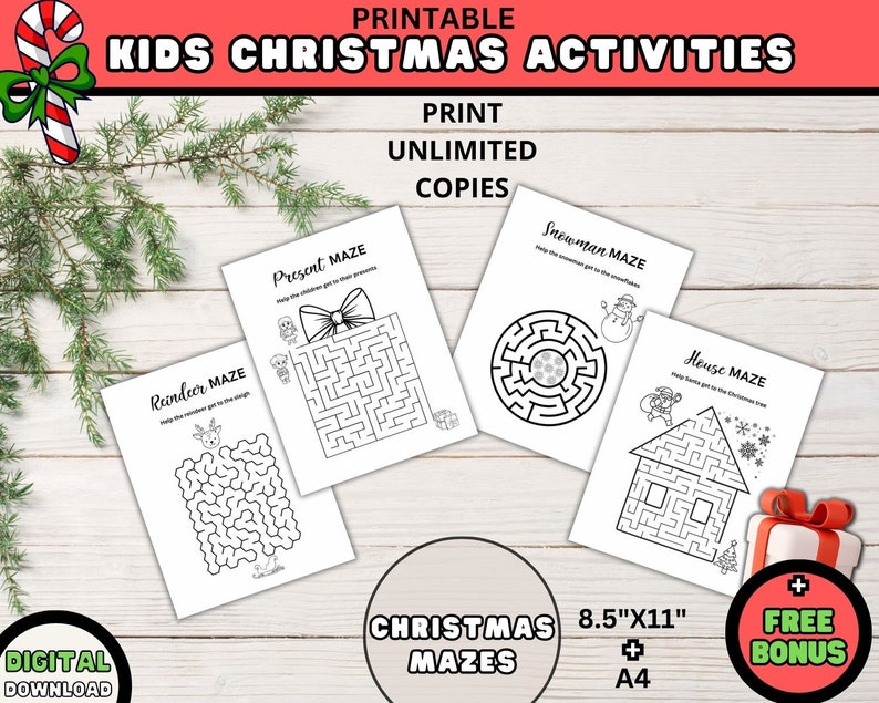 Printable Christmas Activities for Kids, Christmas Activity Book, Xmas ...