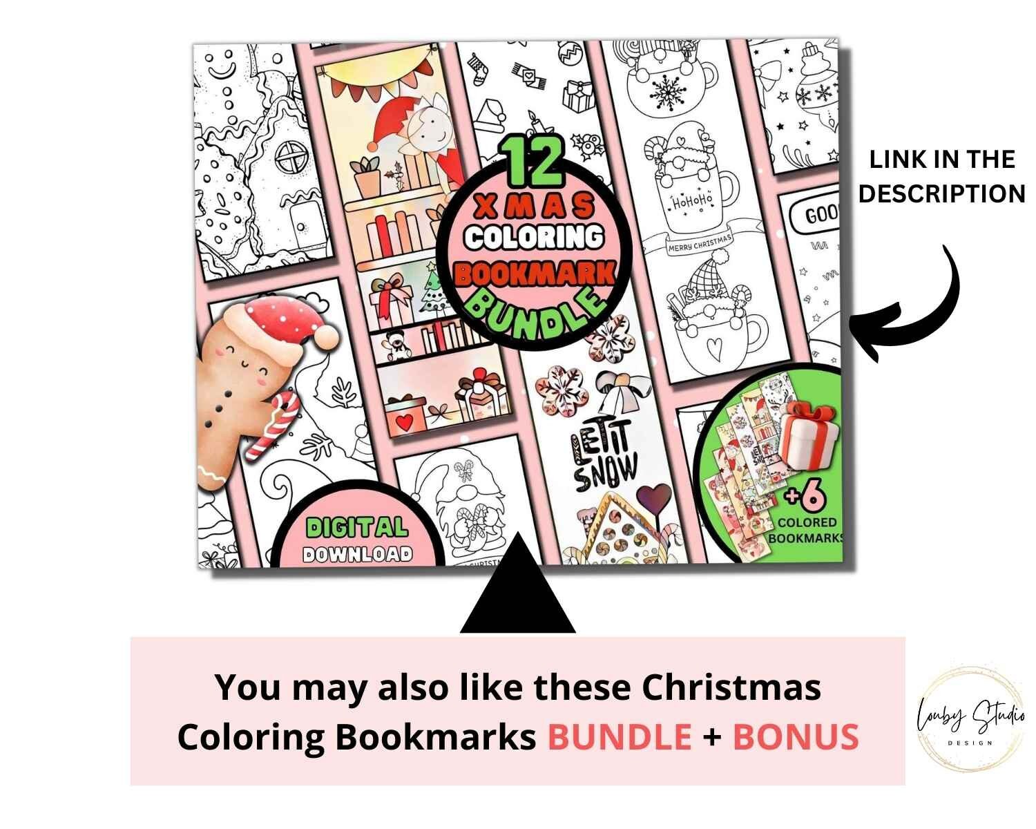 Printable Christmas Coloring Bookmarks BUNDLE, Kids Christmas Coloring ...