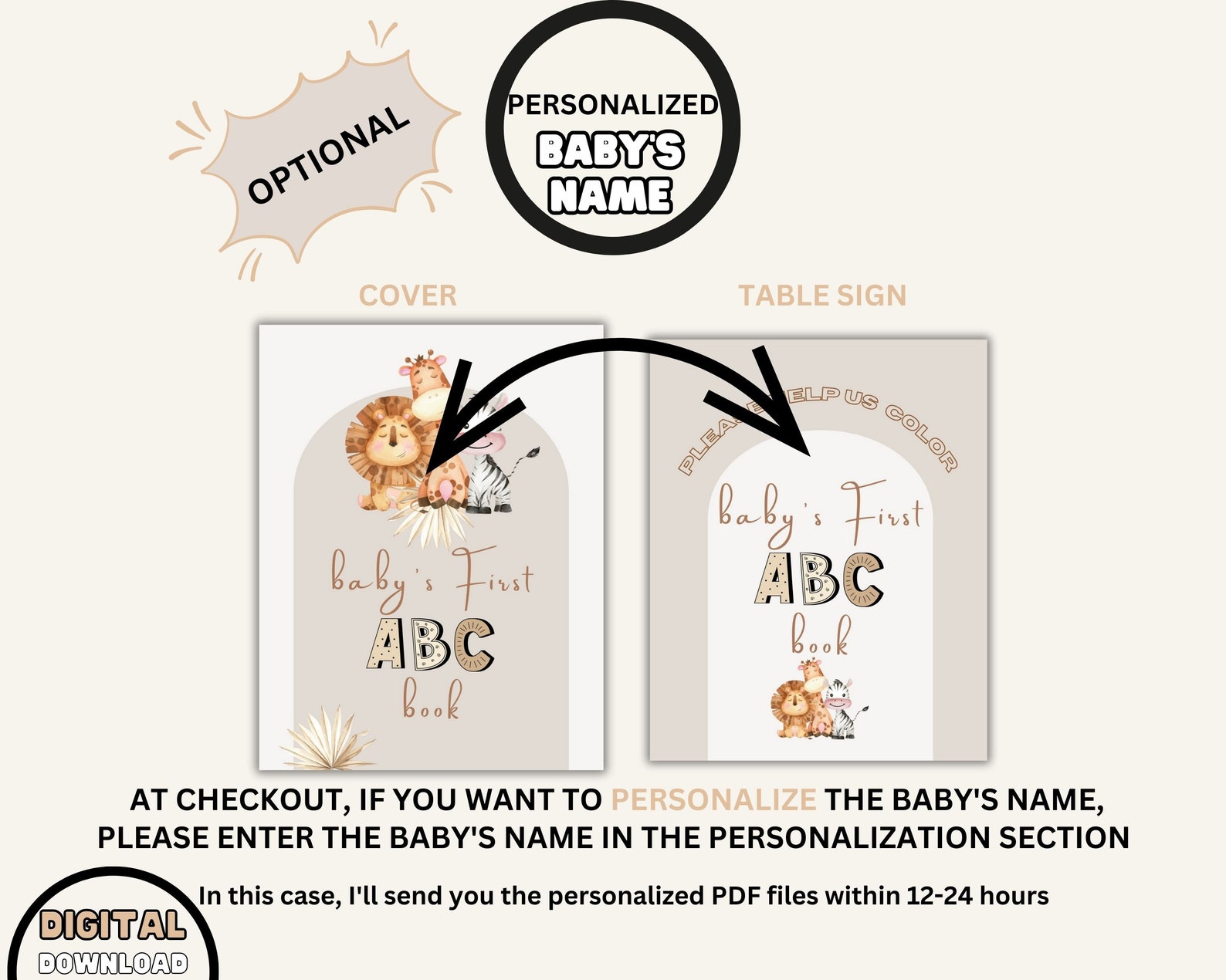 Baby Alphabet Book, Printable Baby Shower Abc Book, Animal Alphabet ...