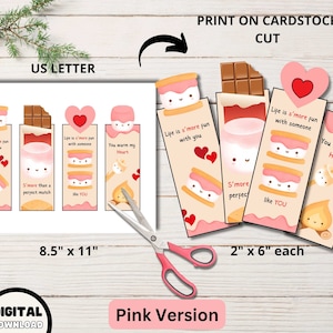 Printable S'mores Valentine Bookmarks: Classroom Gift Tags (digital ...
