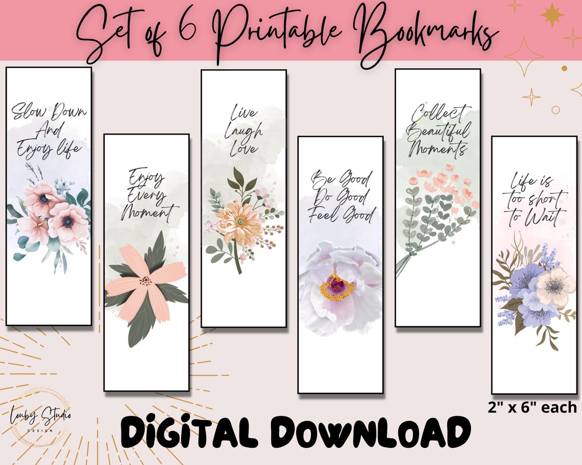 Printable Bookmark for Women, Digital Book Mark, Printable Book Marks ...