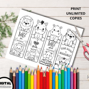 Safari Animals Printable Coloring Bookmarks, Coloring Page Book Marks ...