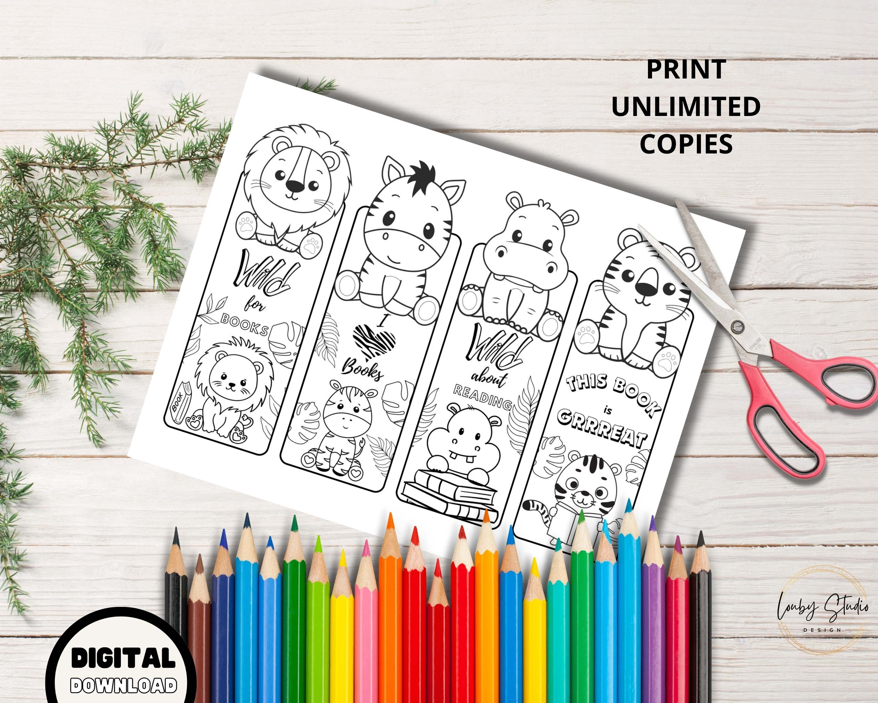 Safari Animals Printable Coloring Bookmarks, Coloring Page Book Marks ...