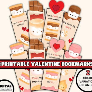 Printable Smore's Valentine's Day Bookmarks Cards, Classroom Valentine ...