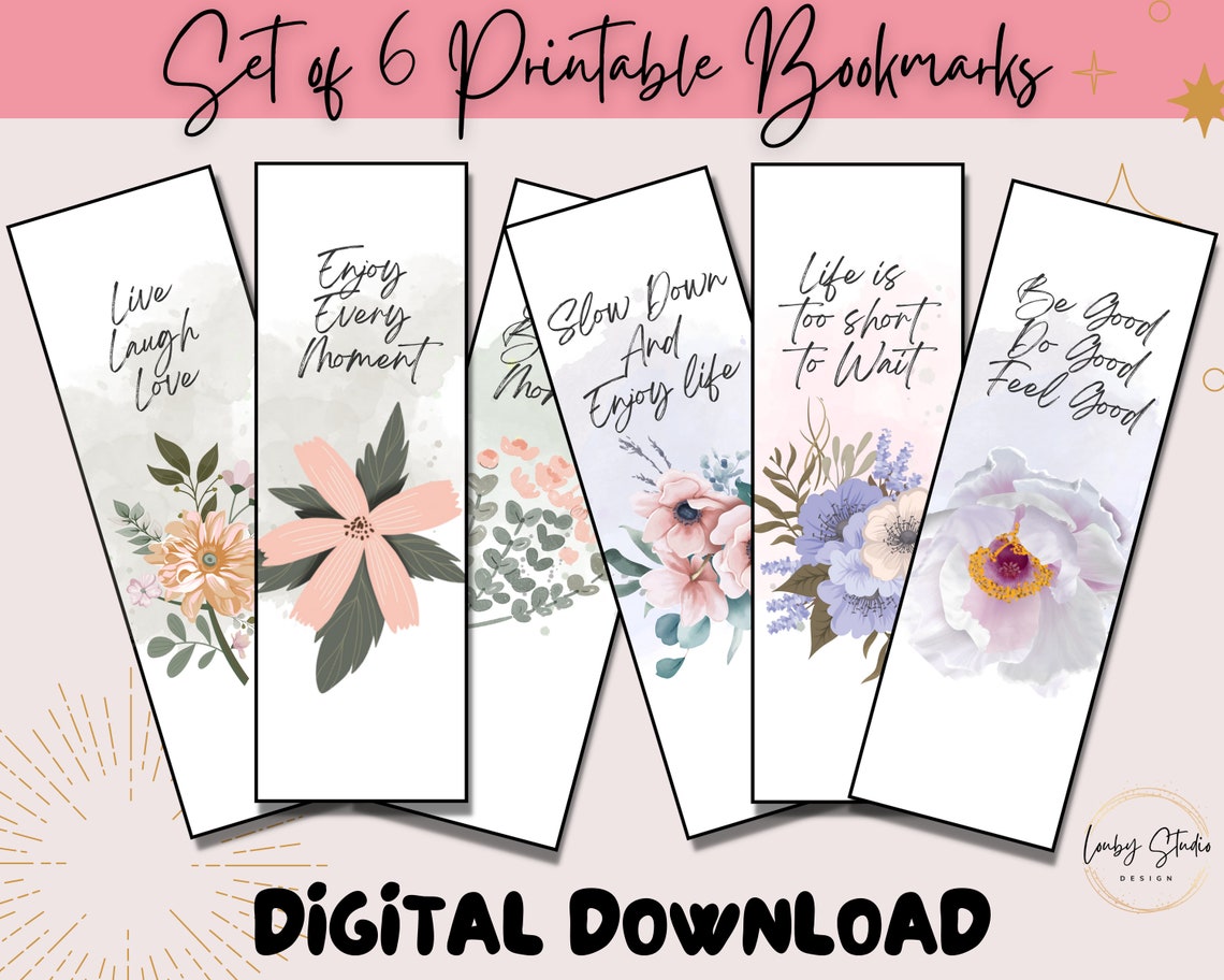 Printable Bookmark for Women, Digital Book Mark, Printable Book Marks ...