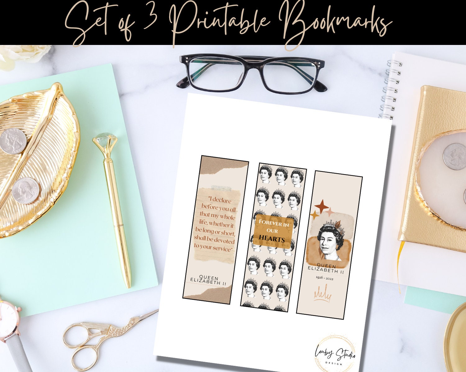 Queen Elizabeth Printable Bookmarks Vintage Book Mark Boho - Etsy