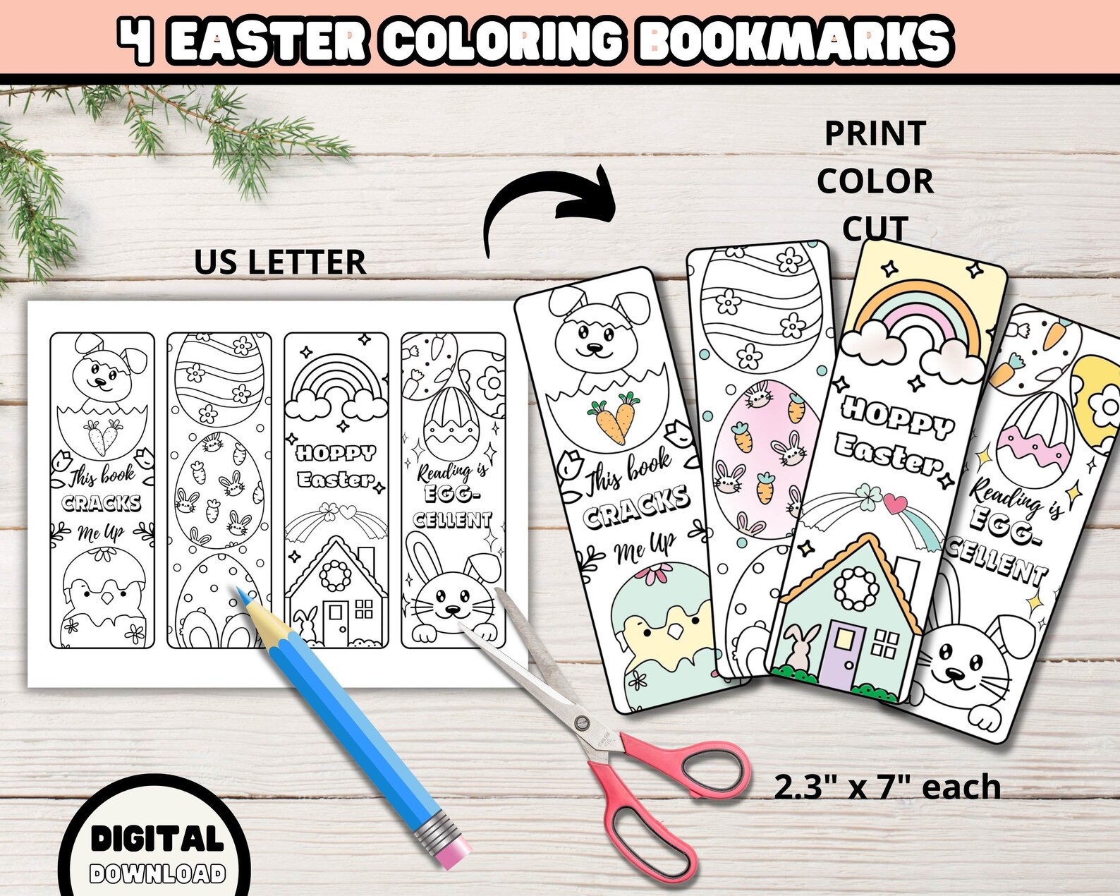 Printable Easter Coloring Bookmarks, Cute Easter Chick Eggs Coloring ...