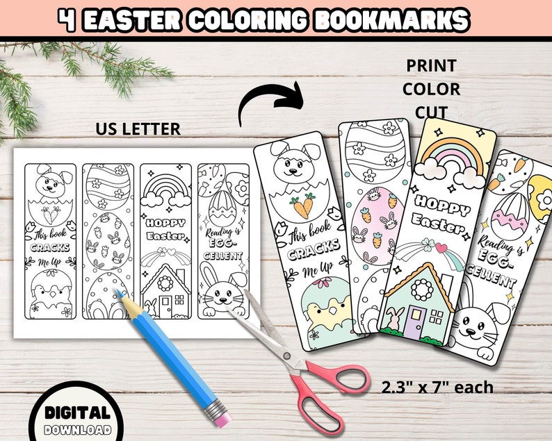 Printable Easter Coloring Bookmarks, Cute Easter Chick Eggs Coloring ...