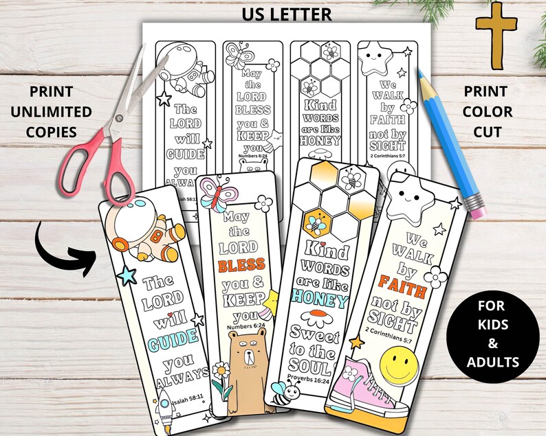 Bible Verse Coloring Bookmarks for Kids Bible Coloring Pages, Christian ...