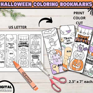 Halloween Coloring Bookmarks, Kids Halloween Coloring Page Classroom ...