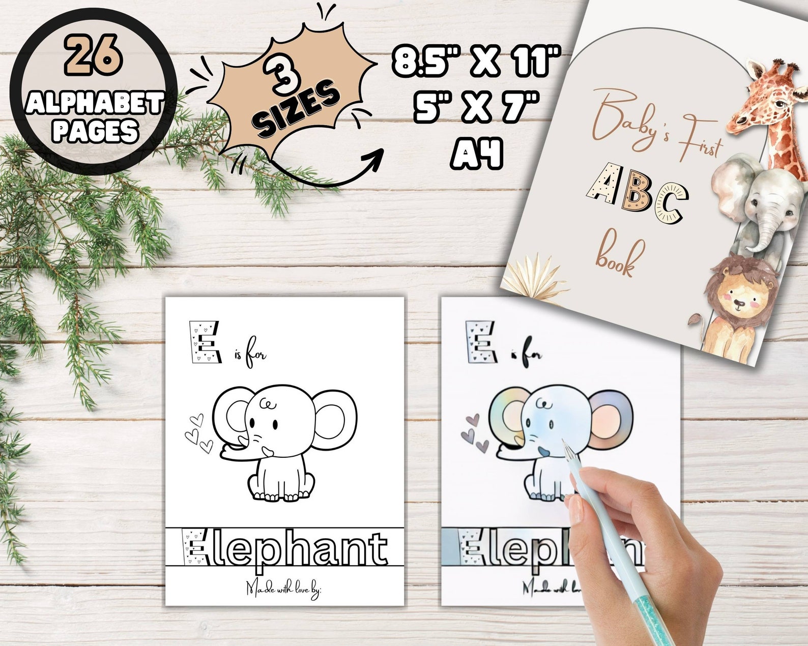 Baby Alphabet Book, Printable Baby Shower Abc Book, Animal Alphabet ...