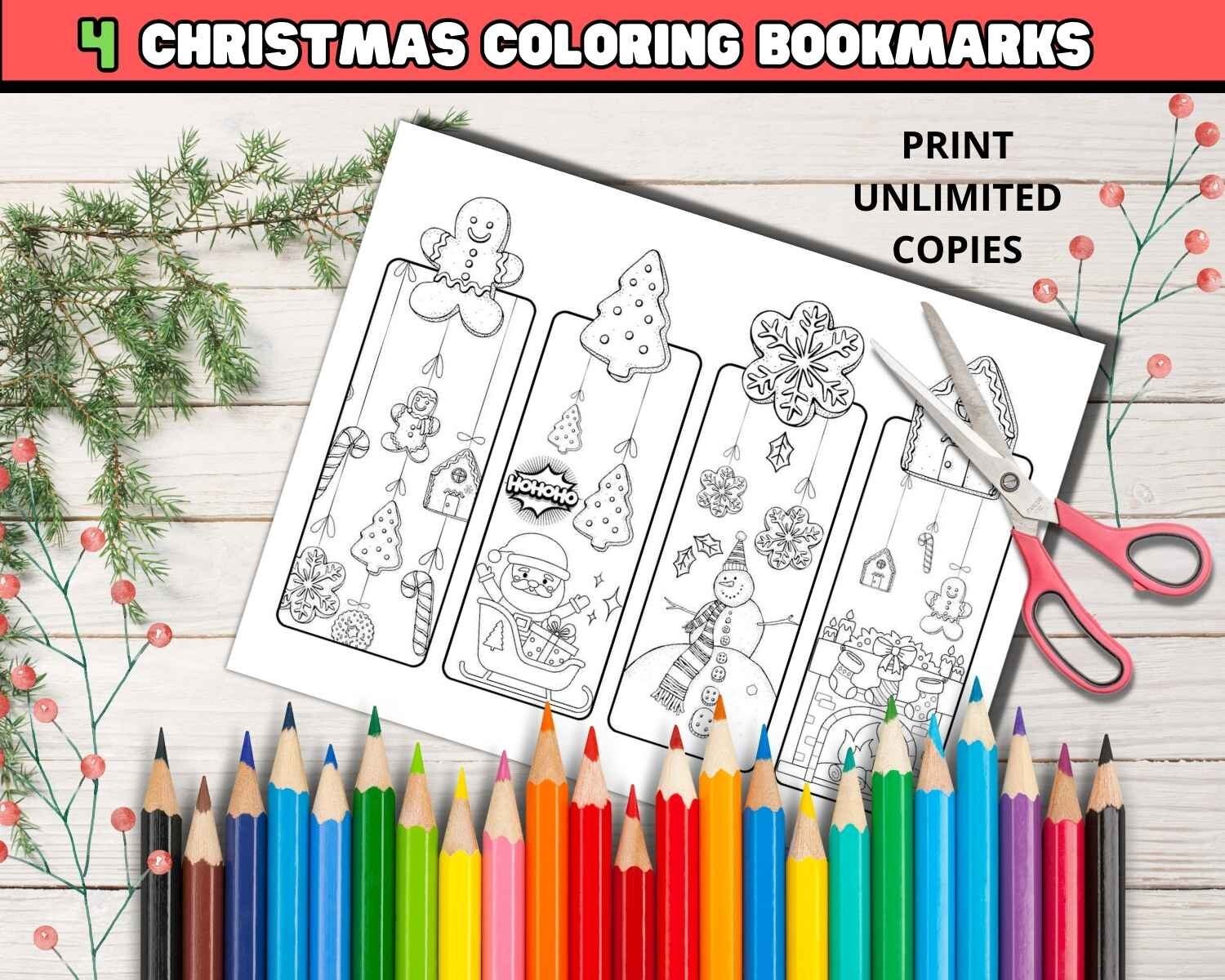 Printable Christmas Coloring Bookmarks, Kids Christmas Activity ...